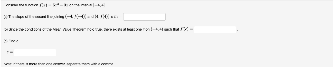 Solved Consider the function f(x)=5x3−3x on the interval | Chegg.com