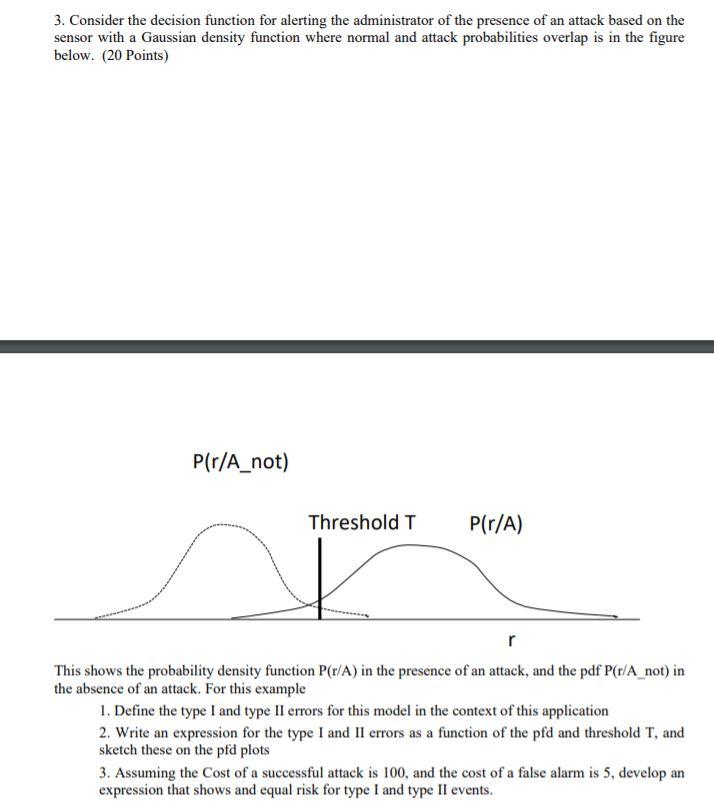 3. Consider the decision function for alerting the | Chegg.com