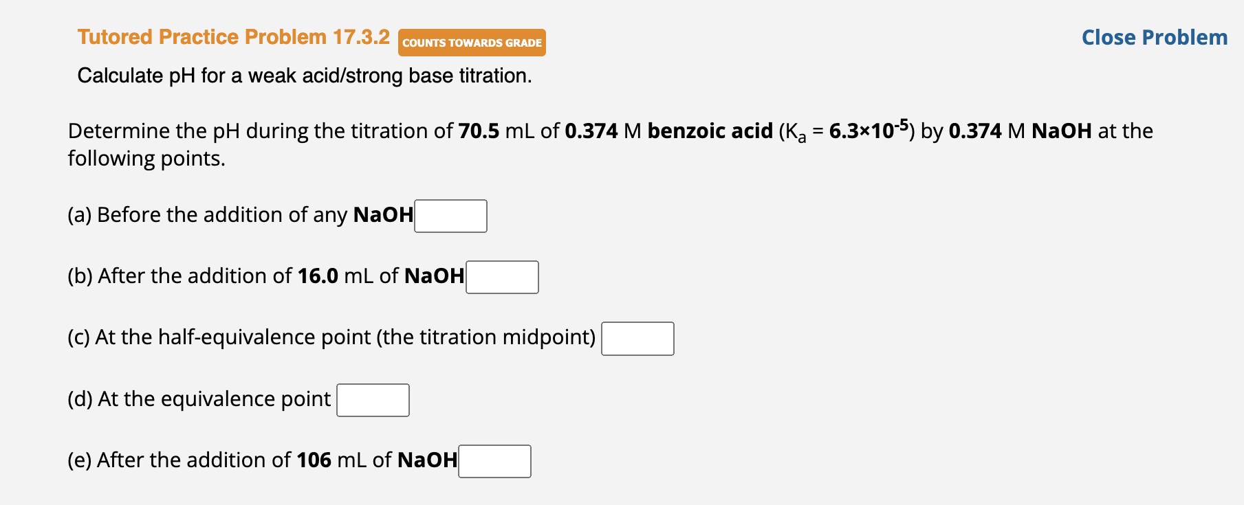Solved Tutored Practice Problem 17.3.2 Calculate pH for a | Chegg.com