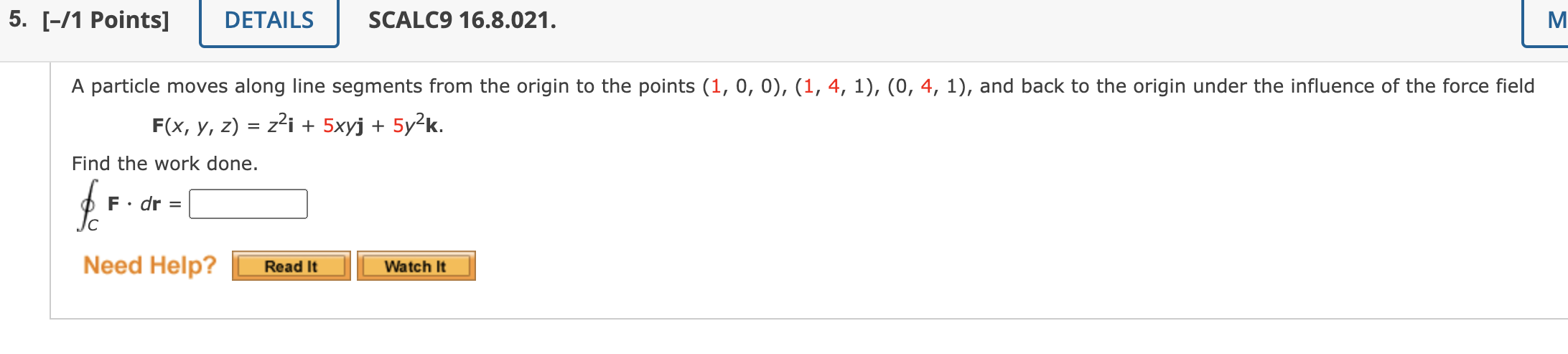 Solved 5. (-/1 Points] DETAILS SCALC9 16.8.021. M A particle | Chegg.com