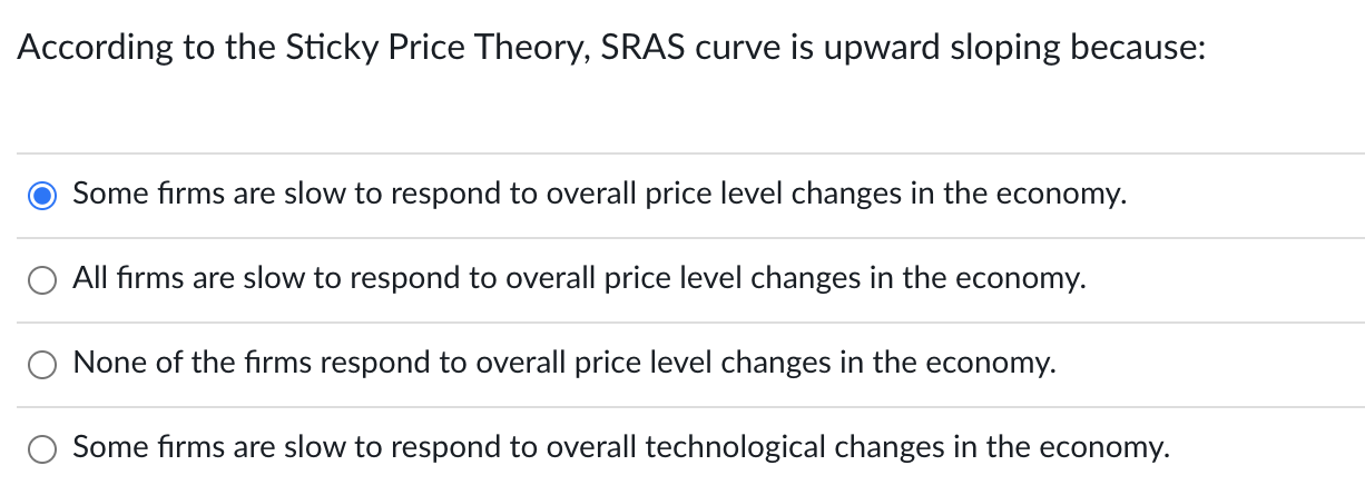 Solved According to the Sticky Price Theory, SRAS curve is | Chegg.com