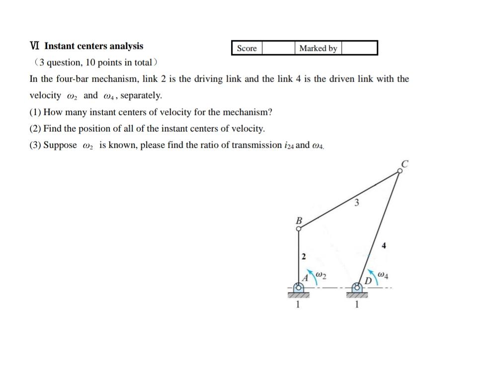 Solved VI Instant centers analysis ( 3 question, 10 points | Chegg.com