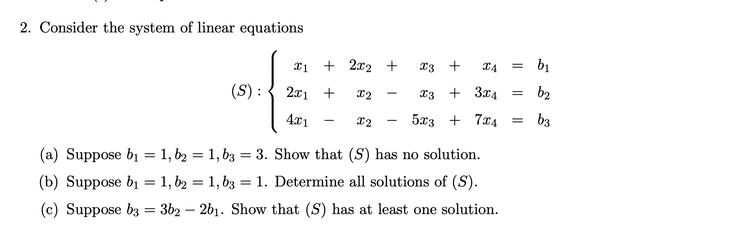 Solved 2. Consider the system of linear equations X 1 + 2x2 | Chegg.com