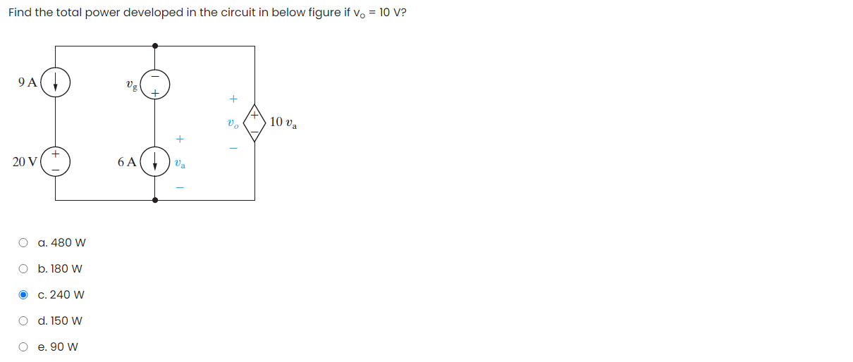 Solved Find the total power developed in the circuit in | Chegg.com