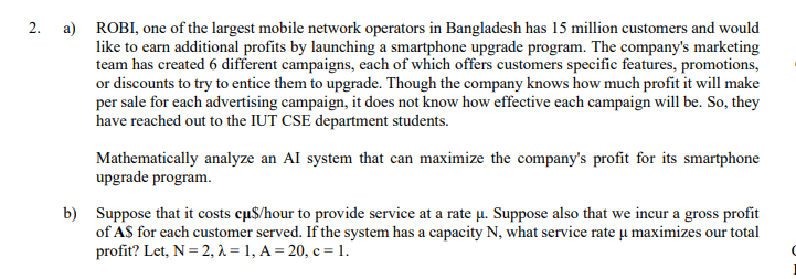 2. a) ROBI, one of the largest mobile network | Chegg.com