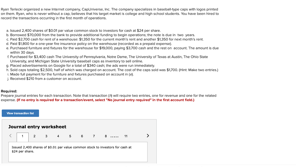 Solved Ryan Terlecki organized a new Internet company, Cap | Chegg.com