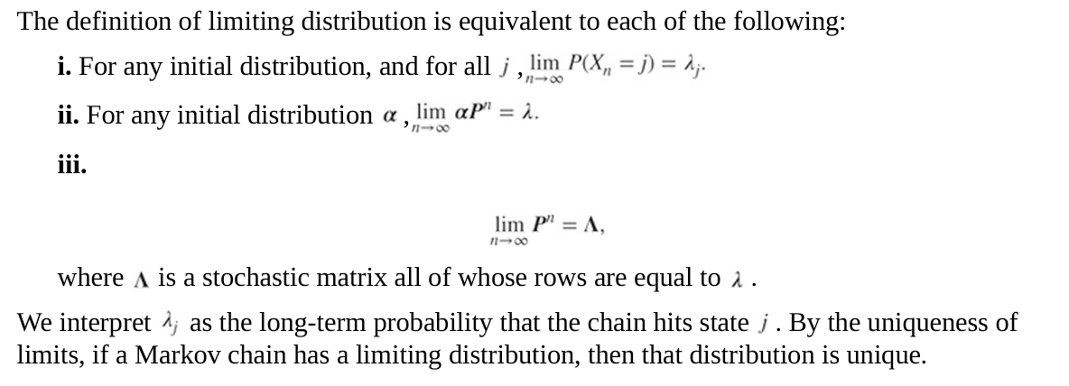 Solved The definition of limiting distribution is equivalent | Chegg.com