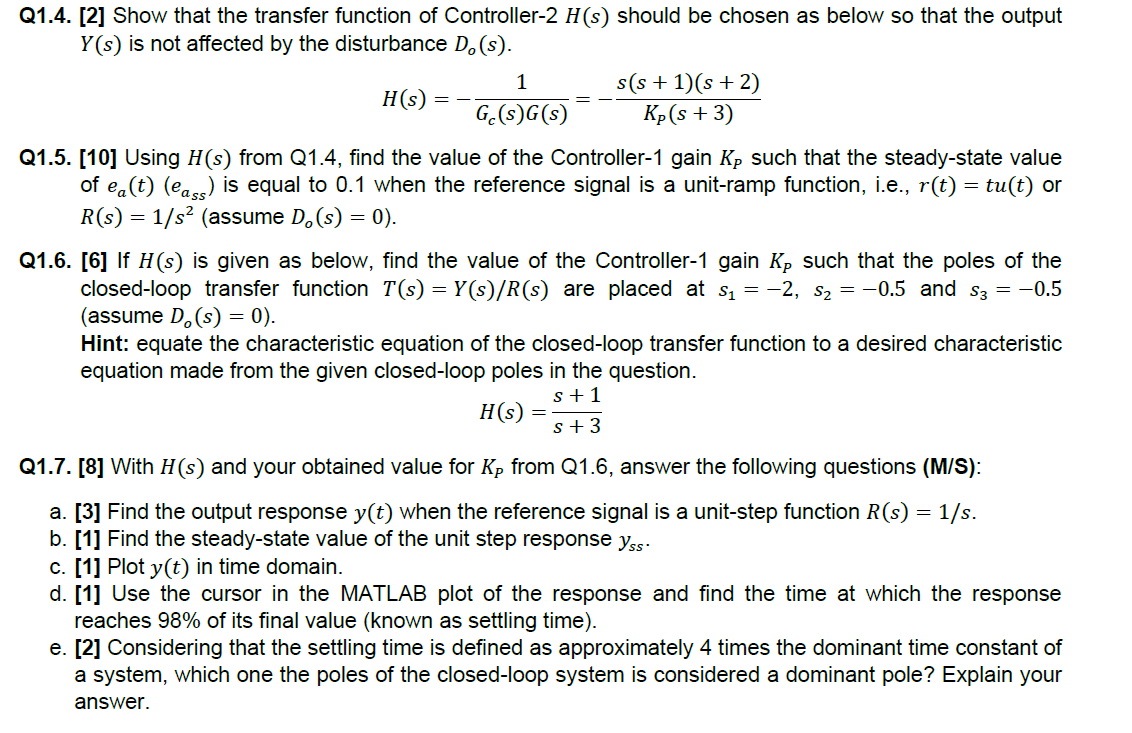 Solved Consider the closed-loop system shown in Fig. 1. The | Chegg.com
