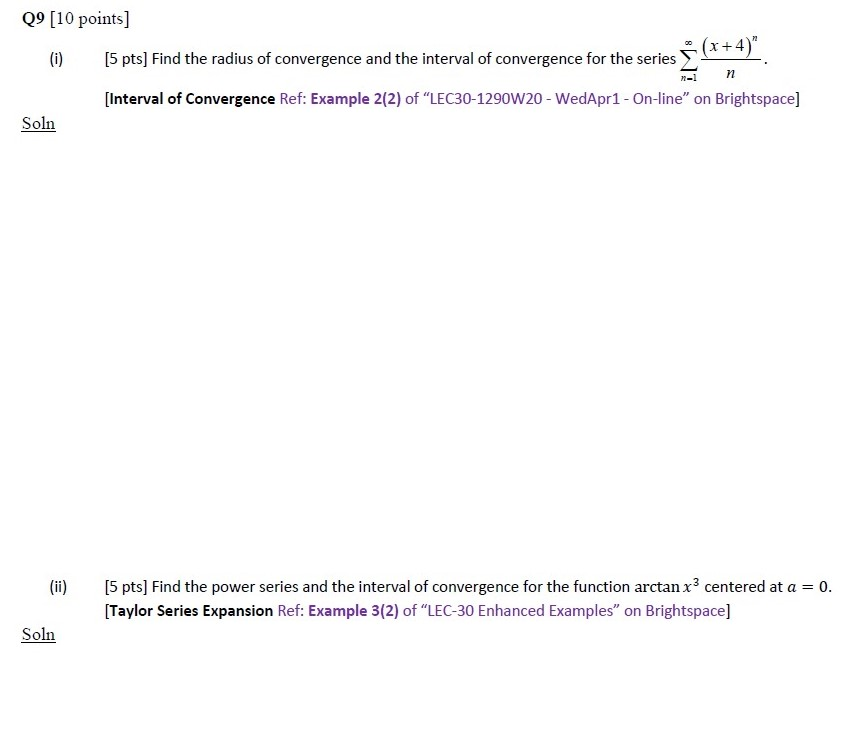 Solved Q9 [10 points] - (x+4)" (i) [5 pts) Find the radius | Chegg.com