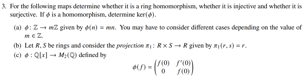 Solved 3. For the following maps determine whether it is a | Chegg.com