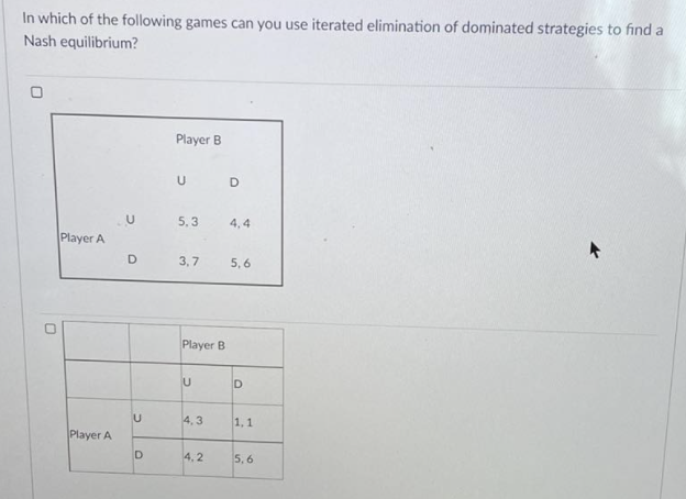 Solved In which of the following games can you use iterated | Chegg.com
