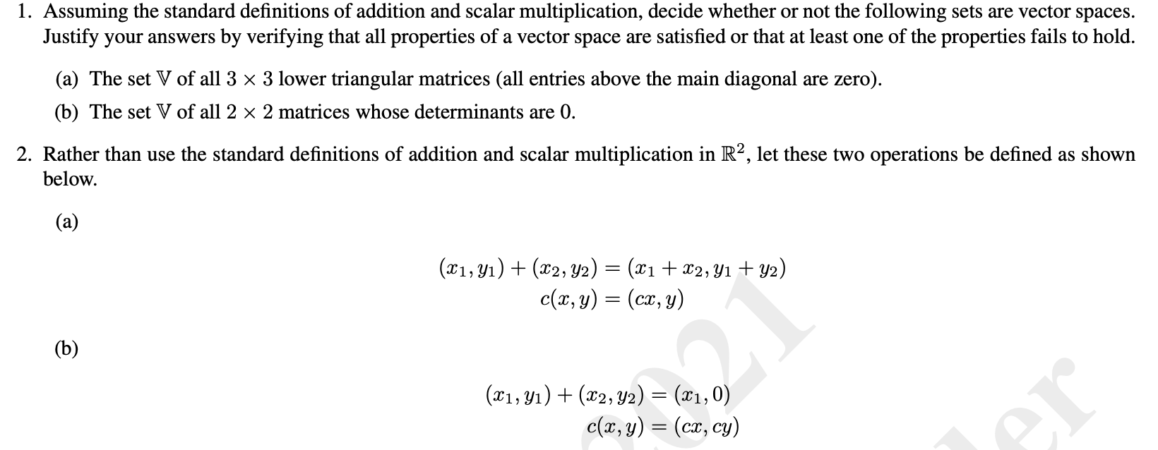Solved 1. Assuming the standard definitions of addition and | Chegg.com