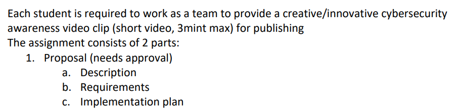 Solved Each student is required to work as a team to provide | Chegg.com