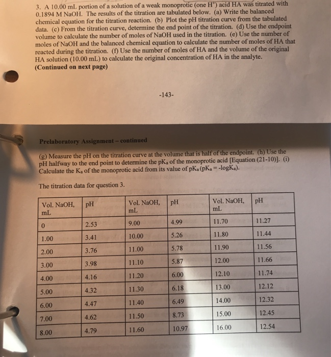 Solved pH measurement and pH titration curve prelab | Chegg.com Solved pH measurement and pH titration curve prelab | Chegg.com