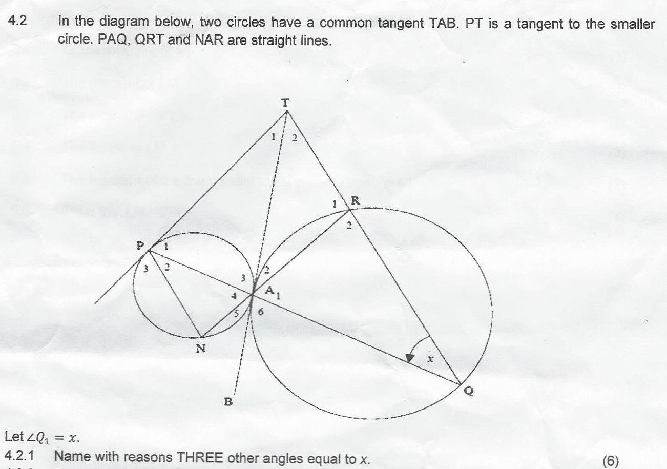 Solved 4.2 In the diagram below, two circles have a common | Chegg.com