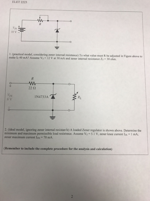 Solved (pratical model, considering zener internal | Chegg.com