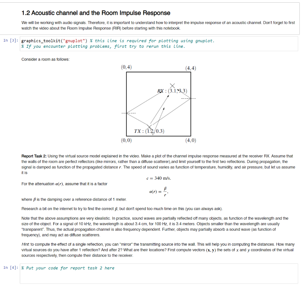 1.2 Acoustic channel and the Room Impulse Response We | Chegg.com