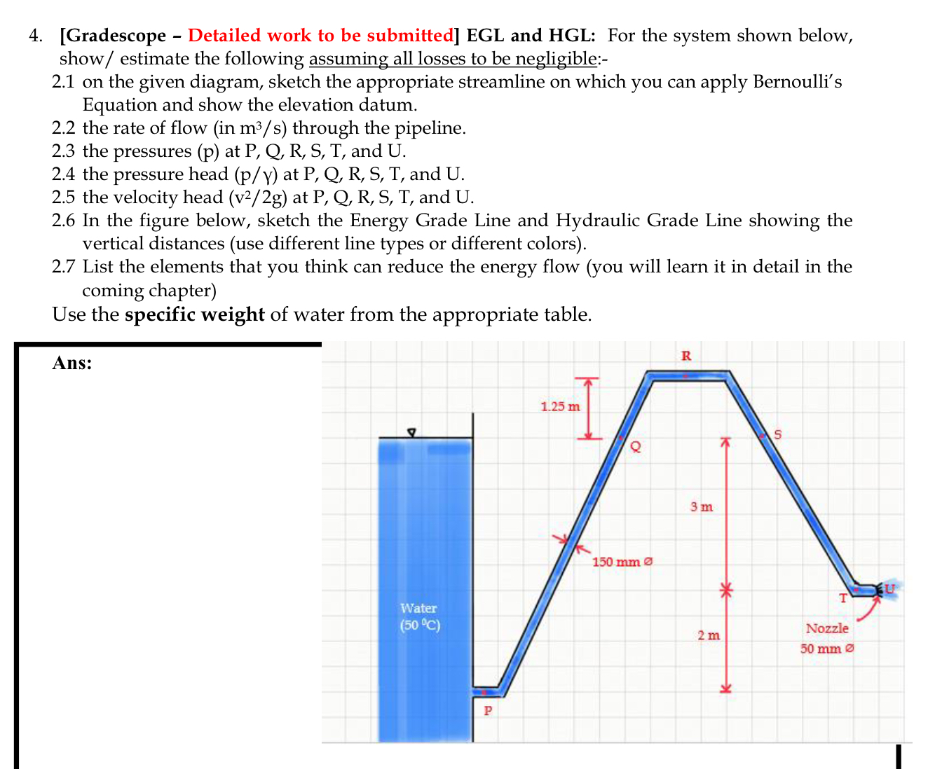 Solved EGL and HGL: For the system shown below,show/ | Chegg.com