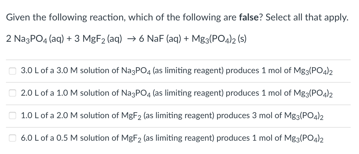 Solved Given the following reaction, which of the following | Chegg.com