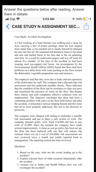 Solved Below is osha case study. You are required to | Chegg.com