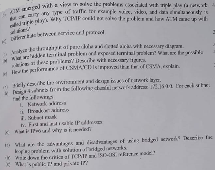 Solved (6) ATM emerged with a ve of traffic for example | Chegg.com