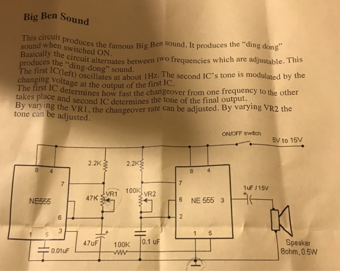 Solved io Ben Sound This circuit sound whehe famous Big Ben | Chegg.com