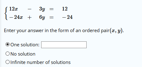 Solved 12 1-24x - + 3y = y = 12 -24 Enter your answer in the | Chegg.com