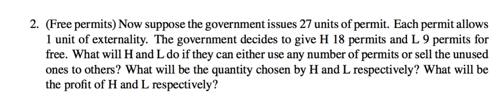 Solved 1 Example: Tradable Permits Assume we have two types | Chegg.com