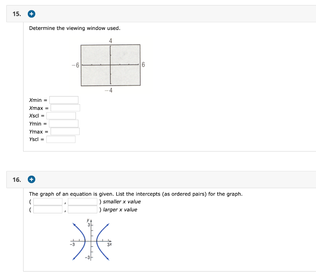 Solved 15. Determine the viewing window used 4 6 -4 Xmin = | Chegg.com