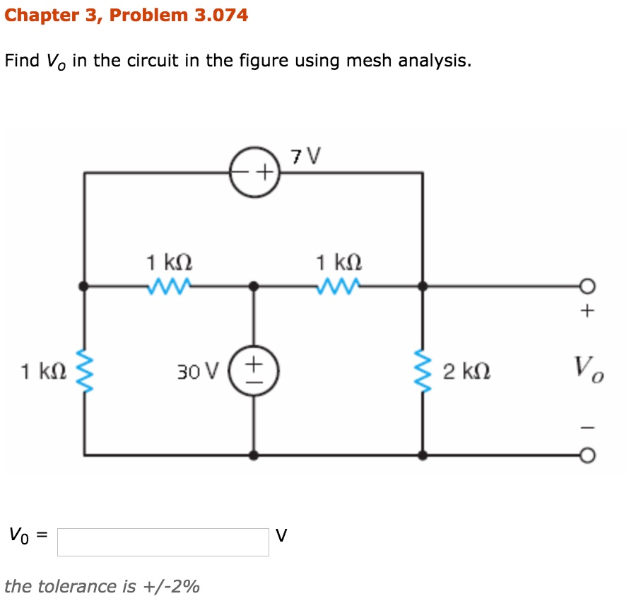 Solved Chapter 3, Problem 3.074 Find Vo in the circuit in | Chegg.com