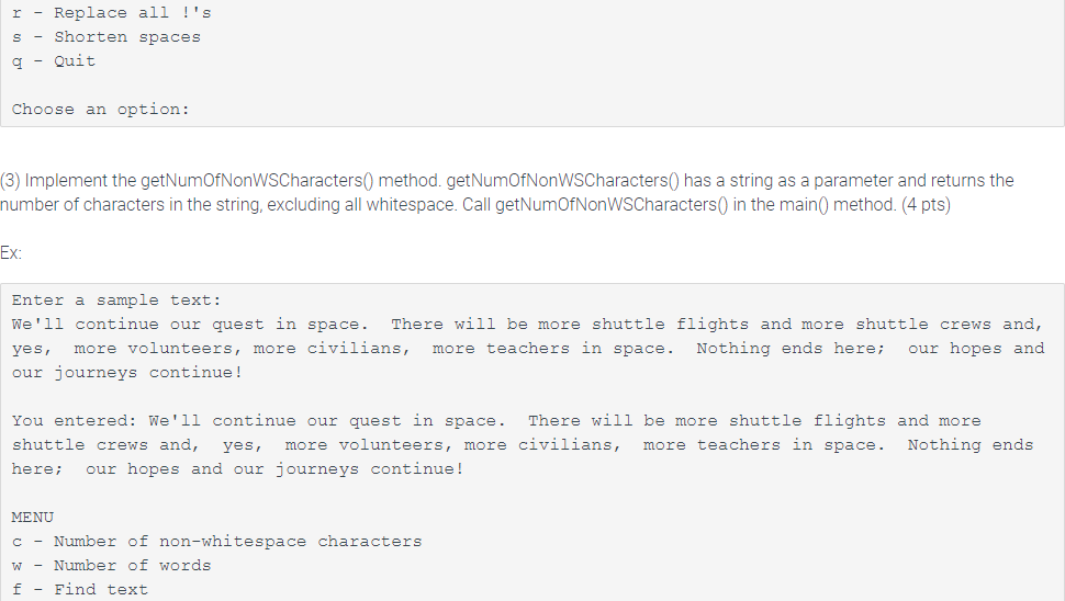 Solved 1 Prompt User Enter String Choosing Store Text String Output String 1 Pt Ex Enter