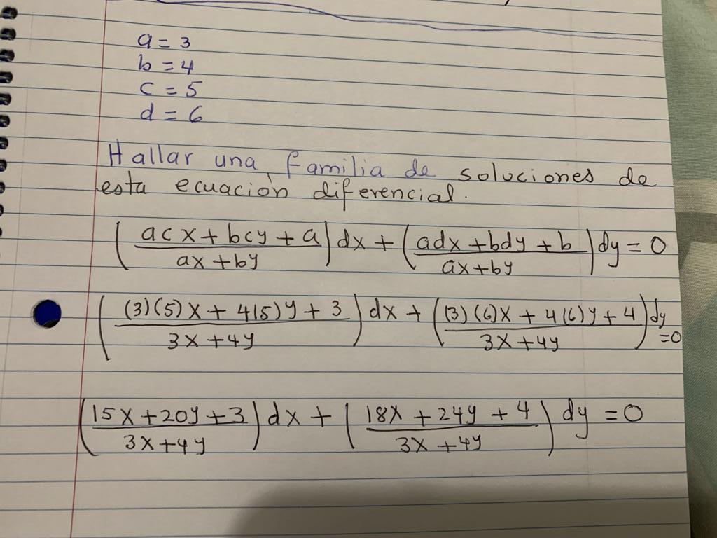 Solved a=3b=4c=5d=6 Hallar una familia de soluciones de esta | Chegg.com
