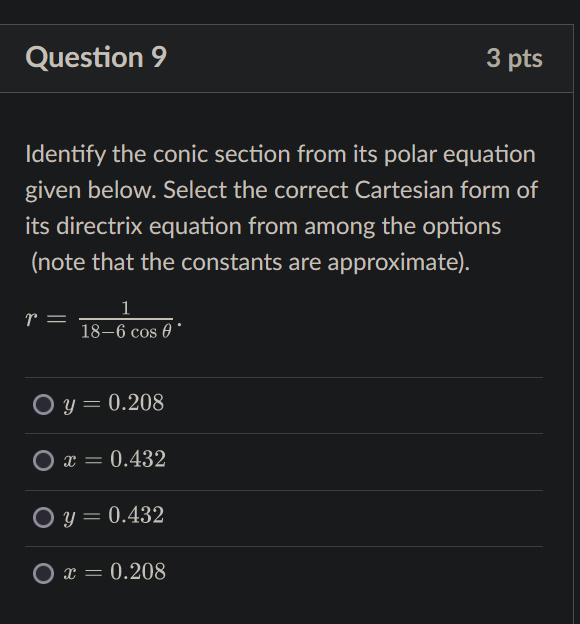 Solved Identify the conic section from its polar equation | Chegg.com
