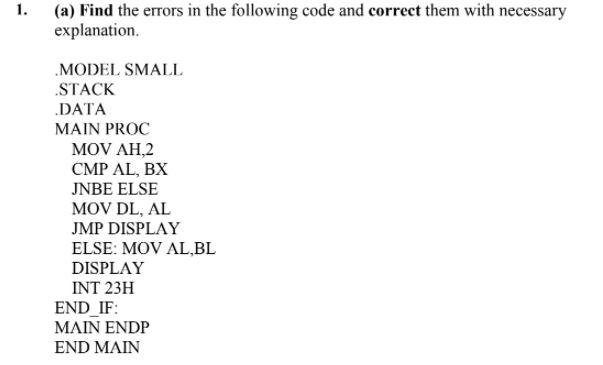 Solved 1. (a) Find the errors in the following code and | Chegg.com
