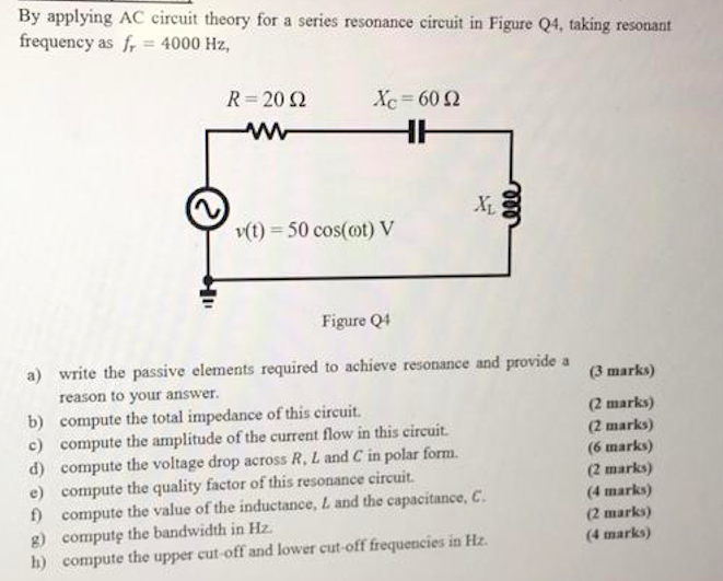 Solved By applying AC circuit theory for a series resonance | Chegg.com