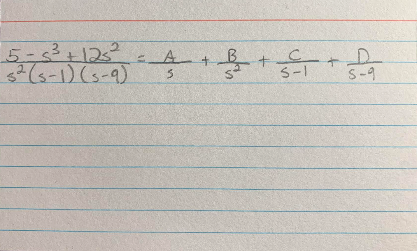 Solved s2(s−1)(s−9)5−s3+12s2=sA+s2B+s−1C+s−9D | Chegg.com