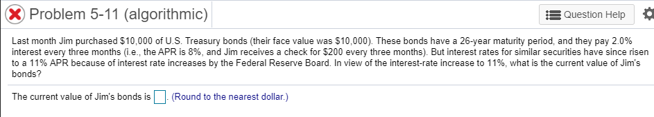Solved XProblem 5-11 (algorithmic) Question Help Last month | Chegg.com