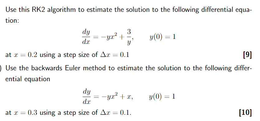 Solved Below Is The Algorithm For A Second Order Runge Kutta 