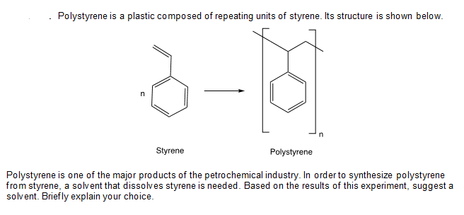 Solved Polystyrene is a plastic composed of repeating units | Chegg.com