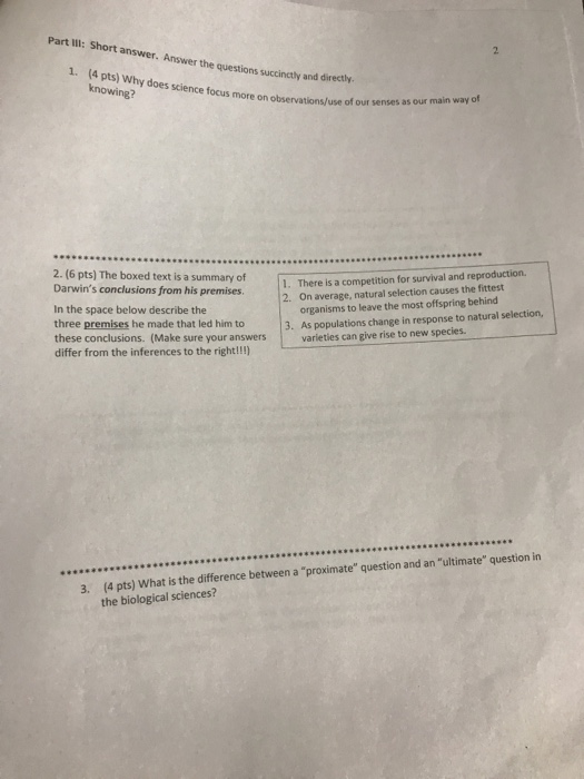 Solved Part II: Short answer. Answer the questions 1. (4 | Chegg.com