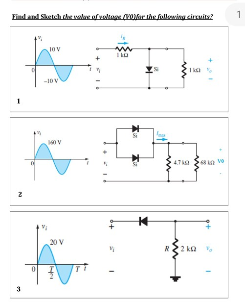 Solved Find and Sketch the value of voltage (V0)for the | Chegg.com