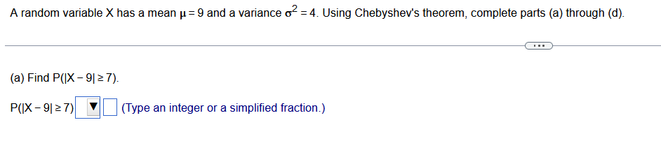 Solved A random variable X has a mean μ=9 and a variance | Chegg.com