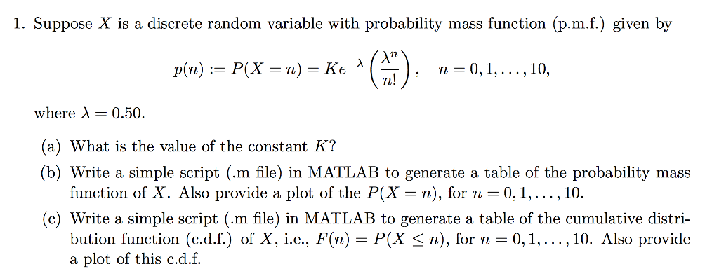 Solved 1. Suppose X is a discrete random variable with | Chegg.com