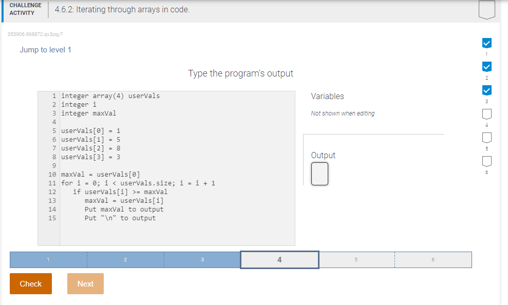 Solved CHALLENGE ACTIVITY 4.6.2: Iterating through arrays in | Chegg.com
