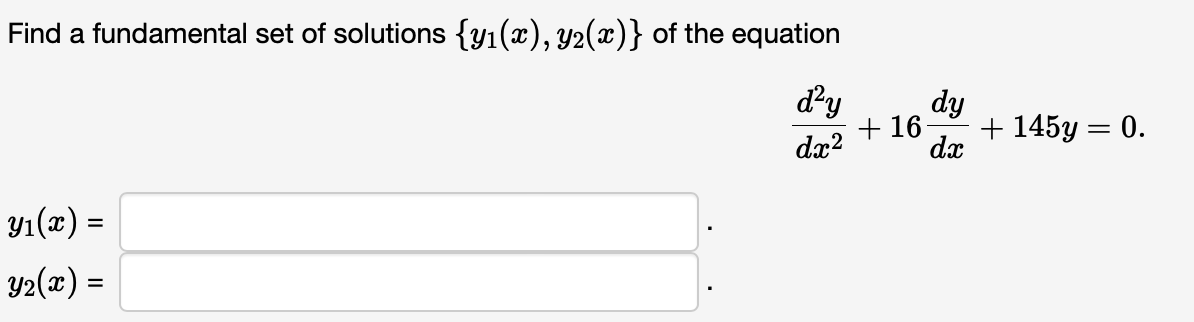 Solved Find a fundamental set of solutions {y1(x),y2(x)} of | Chegg.com