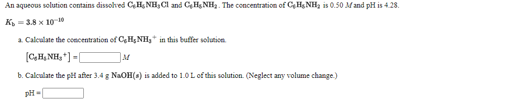 Solved An aqueous solution contains dissolved CoH; NH3 Cl | Chegg.com