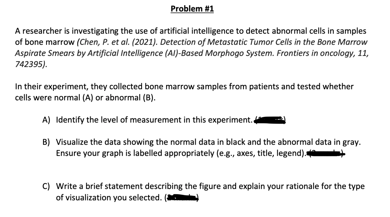 Solved Sheet 1: problem1Bone Marrow Samples (A = ﻿normal; B | Chegg.com