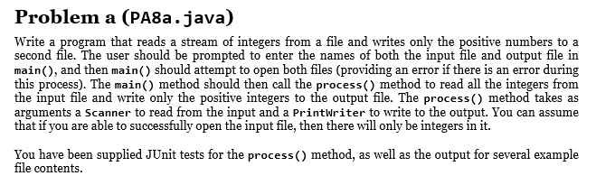 Solved Problem a (PA8a.java) Write a program that reads a | Chegg.com