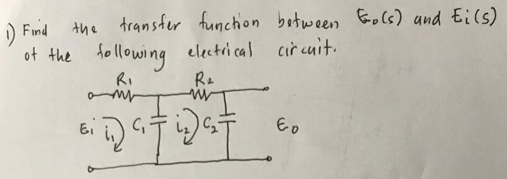 Solved 1) Find the transfer function between E0(s) and Ei(s) | Chegg.com
