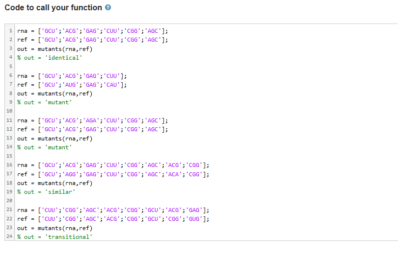 Solved Function: mutants Input(s): • (char) Nx3 array of RNA | Chegg.com